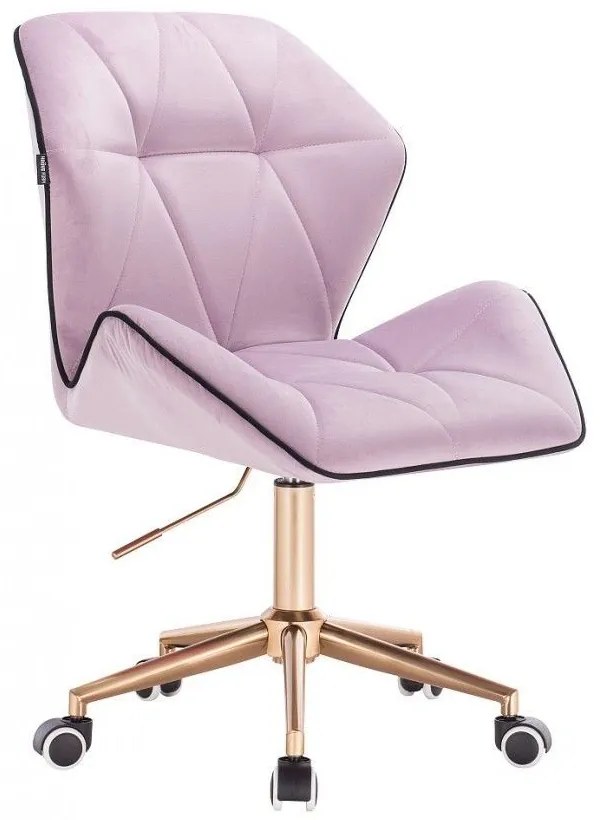 LuxuryForm DESIGN Otočná židle MILANO MAX VELUR na zlaté základně s kolečky - levandule