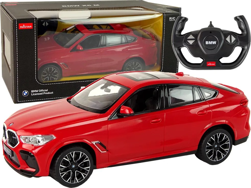 Rastar Dálkově ovládané auto RC BMW X6 Rastar, červené, měřítko 1:14