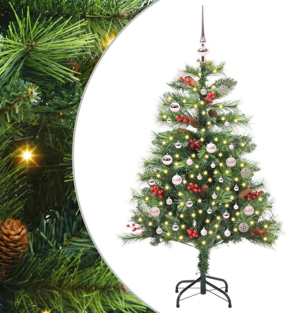 Umělý vánoční stromeček 150 LED Teplá bílá PVC a kov Zelená 3395127