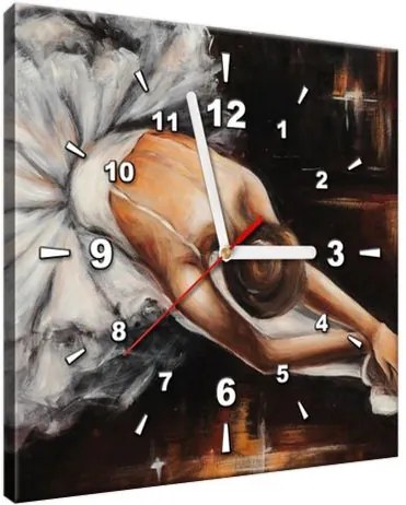 Tištěný obraz s hodinami Rozcvička baletky 30x30cm ZP2737A_1AI