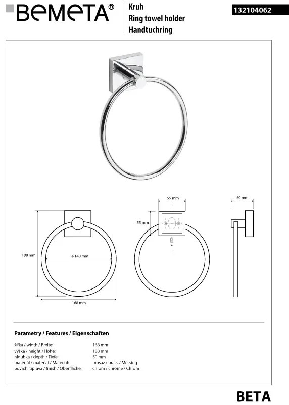 Bemeta Design BETA: Držák ručníků, kruhový - 132104062