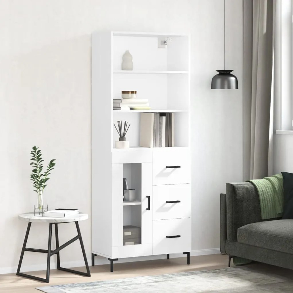 Skříň highboard bílá 69,5 x 34 x 180 cm kompozitní dřevo