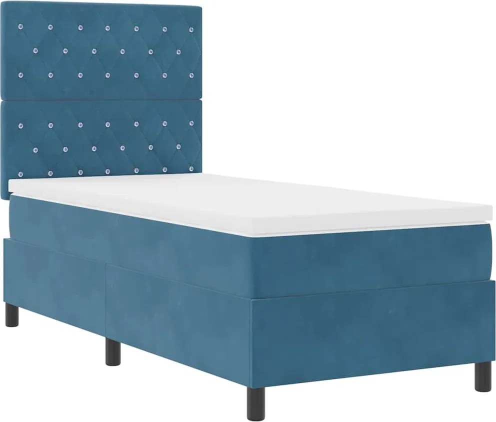 Postel s boxspringem s matrací Tmavě modrá 100 x 200 cm samet 3339750