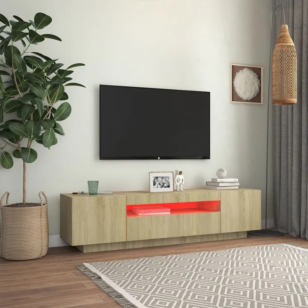 vidaXL Marketos TV skříňka s LED osvětlením dub sonoma 160 x 35 x 40 cm