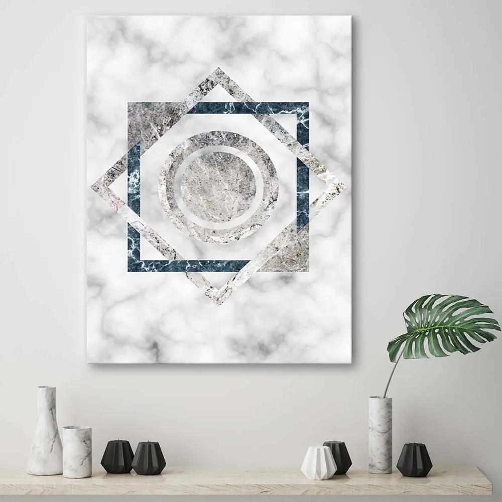 Gario Obraz na plátně Čtverce a kruhy - mramor Rozměry: 40 x 60 cm