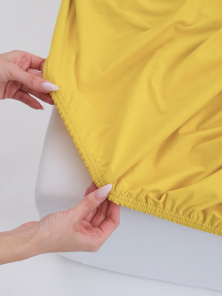 MK Lůžkoviny Jersey prostěradlo s elastanem 220 × 200 cm – hořčicové