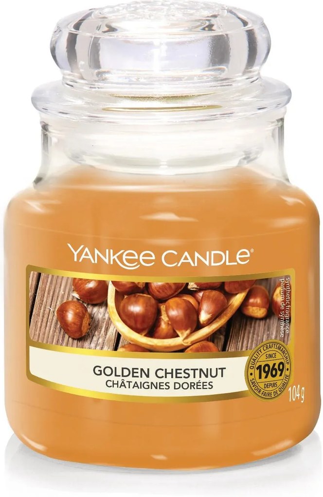Yankee Candle Svíčka Yankee Candle 104g - Golden Chestnut, oranžová barva, sklo, vosk