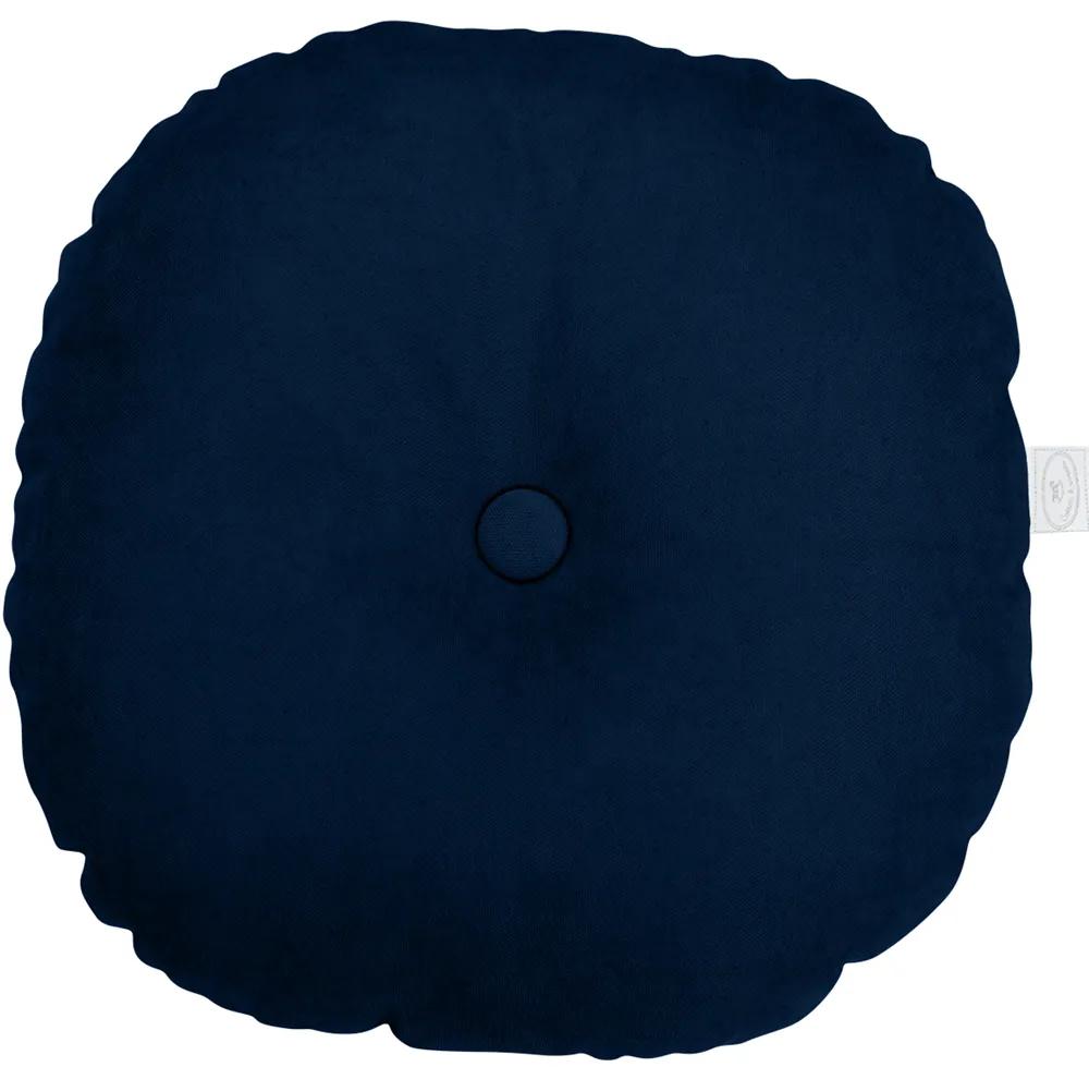 Cotton &amp; Sweets Kulatý polštář s knoflíkem tmavě modrý 40 cm