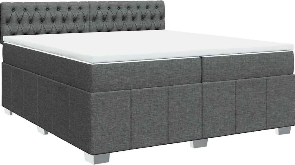 Box spring postel s matrací tmavě šedá 200x200 cm textil 3289483