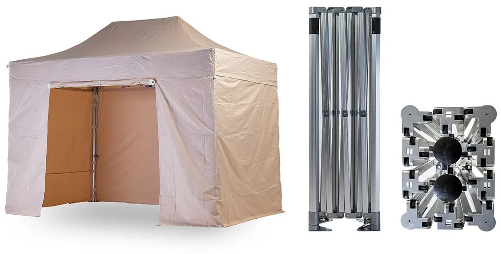 Nůžkový párty stan 3x4,5 m TENTino BIG HEXAGON EXTREME Barva opláštění: 3A - BÉŽOVÁ