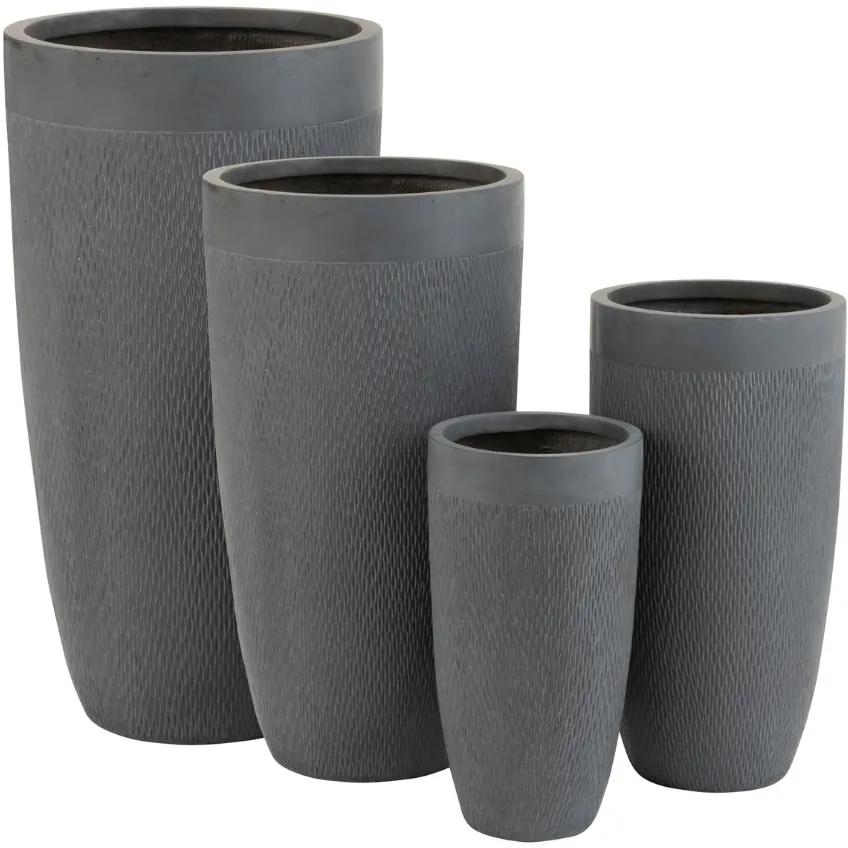 OnaDnes -20% Set čtyř šedých keramických váz J-Line Geramio 96/72/58/46 cm
