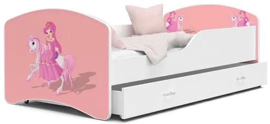 Dětská postel IGOR  80x160  cm v bílé barvě se šuplíkem PRINCEZNA