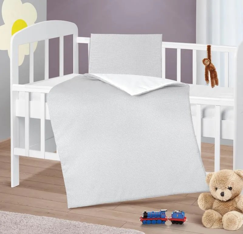 Bellatex Peřinka a polštářek pro kojence Šedá,Bílá 75x100 cm, 42x32 cm