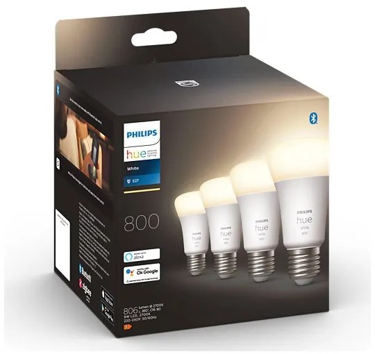 SADA 4x LED Stmívatelná žárovka Philips Hue WHITE A60 E27/9W/230V 2700K