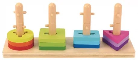 Tooky Toy Dřevěná vzdělávací hračka  - třídič s barevnými montessori kostkami