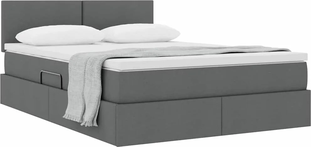 Postel s úložným prostorem a matrací Tmavě šedá 140 x 190 cm 3370444