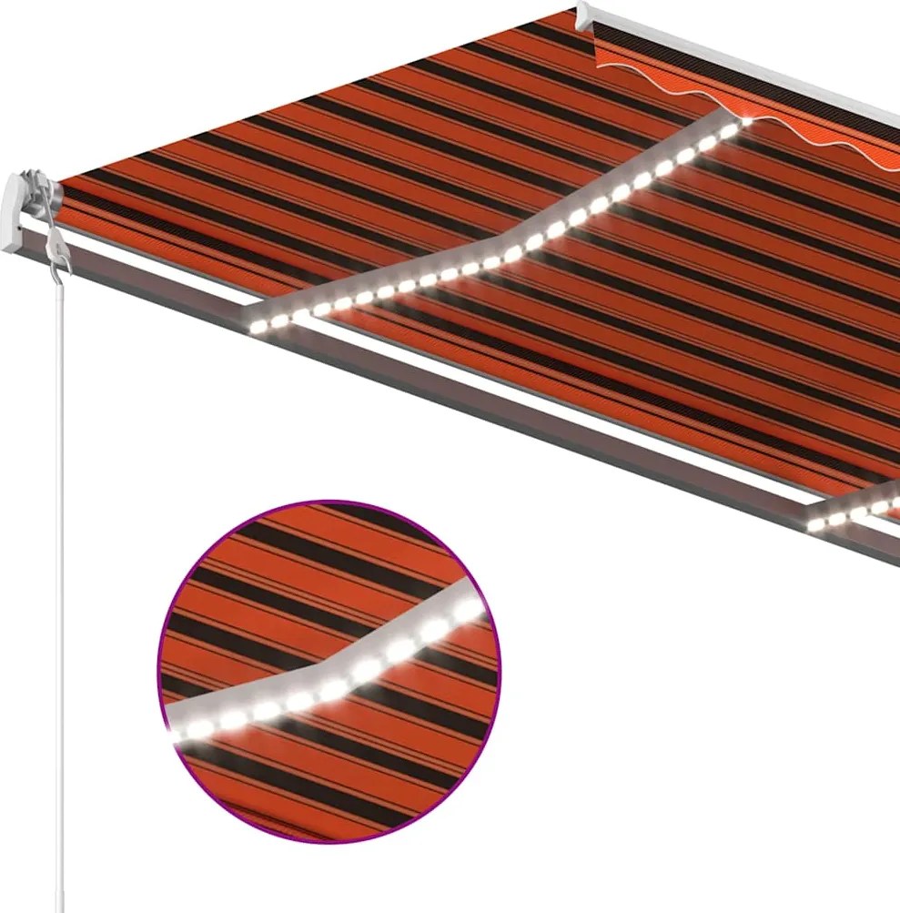 Automatická markýza LED a senzor větru 350x250 cm oranžovohnědá 3068895