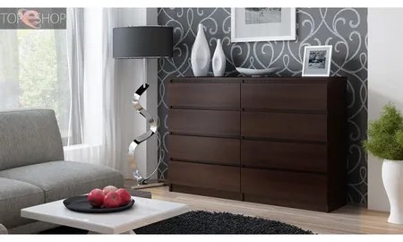Komoda 8 šuplíků Malva 140 cm Wenge