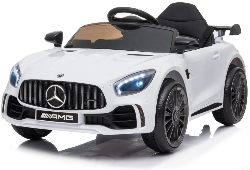 Dětské elektrické autíčko s dálkovým ovládáním BestBerg BBCC-50W – Mercedes-Benz AMG GT R / nosnost 25 kg / Li-Ion baterie / bílá