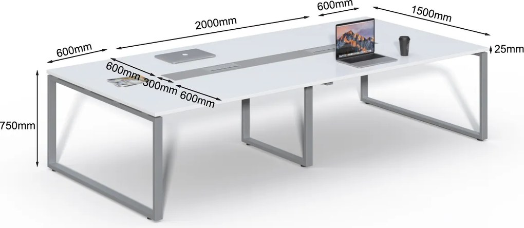 Jednací stůl Houseland Prime Meet 02 320 cm bílý