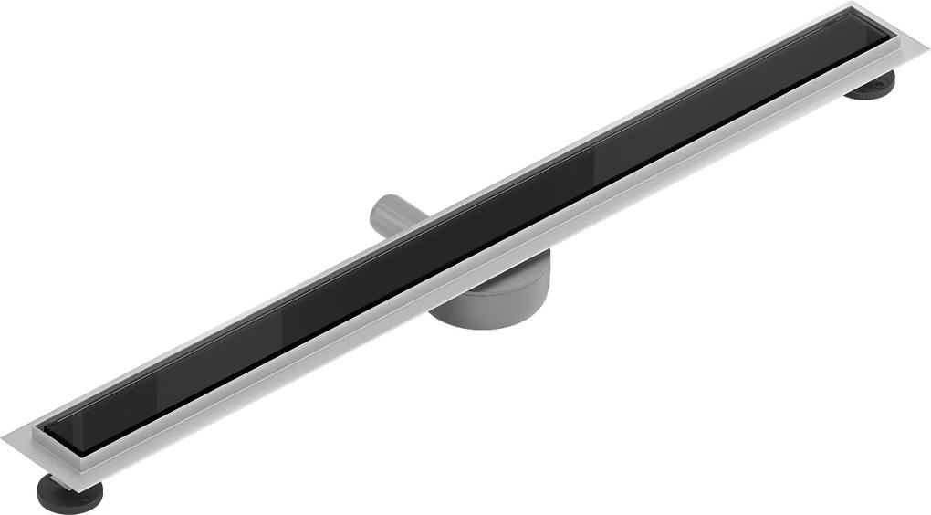 Mexen Flat lineární nerezový žlab 100 cm, 360° sifon, černé sklo - 1026100-40