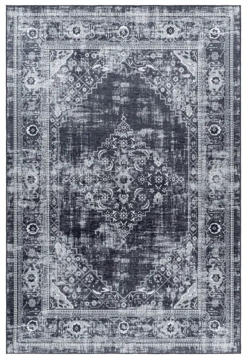 Ayyildiz, Kusový koberec Fiesta 4301 black, 140x200, černobílá, chodba / předsíň