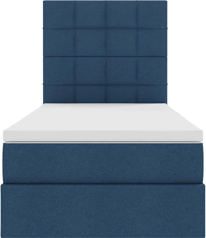 Postel s úložným prostorem a matrací Modrá 90 x 200 cm textil 3371759