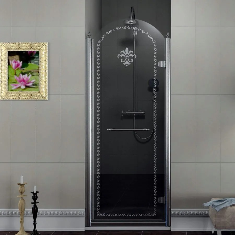 GELCO - ANTIQUE sprchové dveře 800mm, pravé, čiré sklo s dekorem, chrom (GQ1680R)