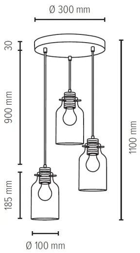 Spot-Light 1760376R - Lustr na lanku ALESSANDRO 3xE27/60W/230V