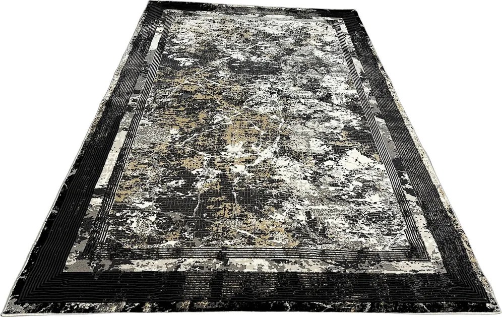 HU Vícebarevný moderní koberec Glamour 23348-Siyach Rozměr: 60x110 cm