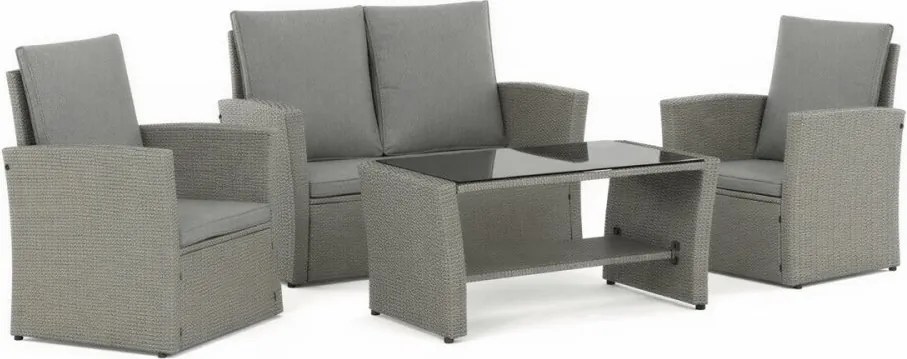 Zahradní sedací souprava AZS-A1523 GREY, polyratan, šedá (114 x 63) cm