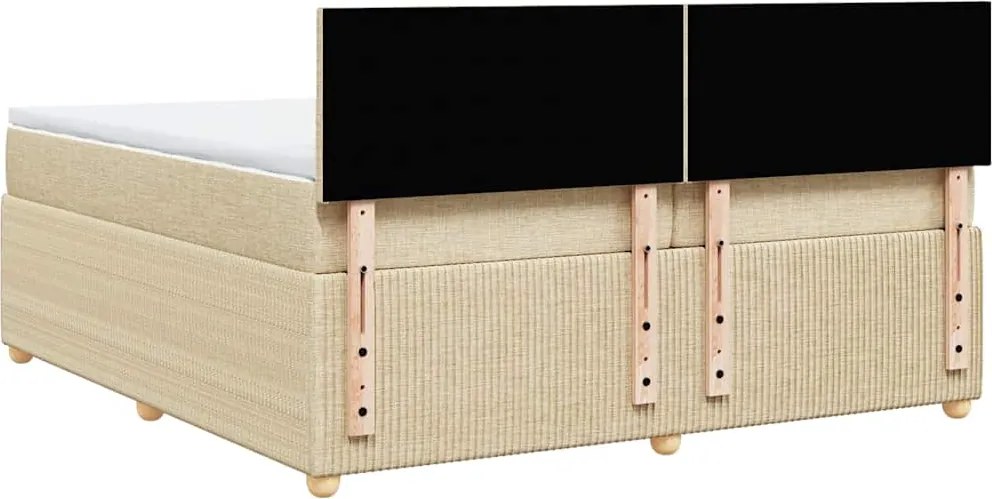 Box spring postel s matrací krémová 200x200 cm textil 3287561
