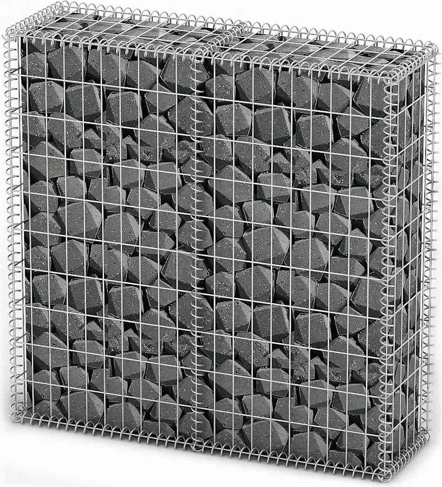 Gabionový koš s víky z pozinkovaného drátu 100 x 100 x 30 cm 141041