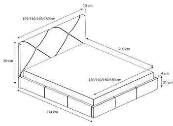 Čalouněná postel KARINO rozměr 120x200 cm Šedá