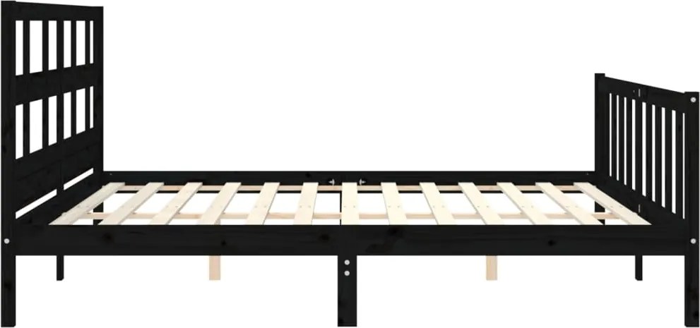 Rám postele s čelem černý 200 x 200 cm masivní dřevo 3193035