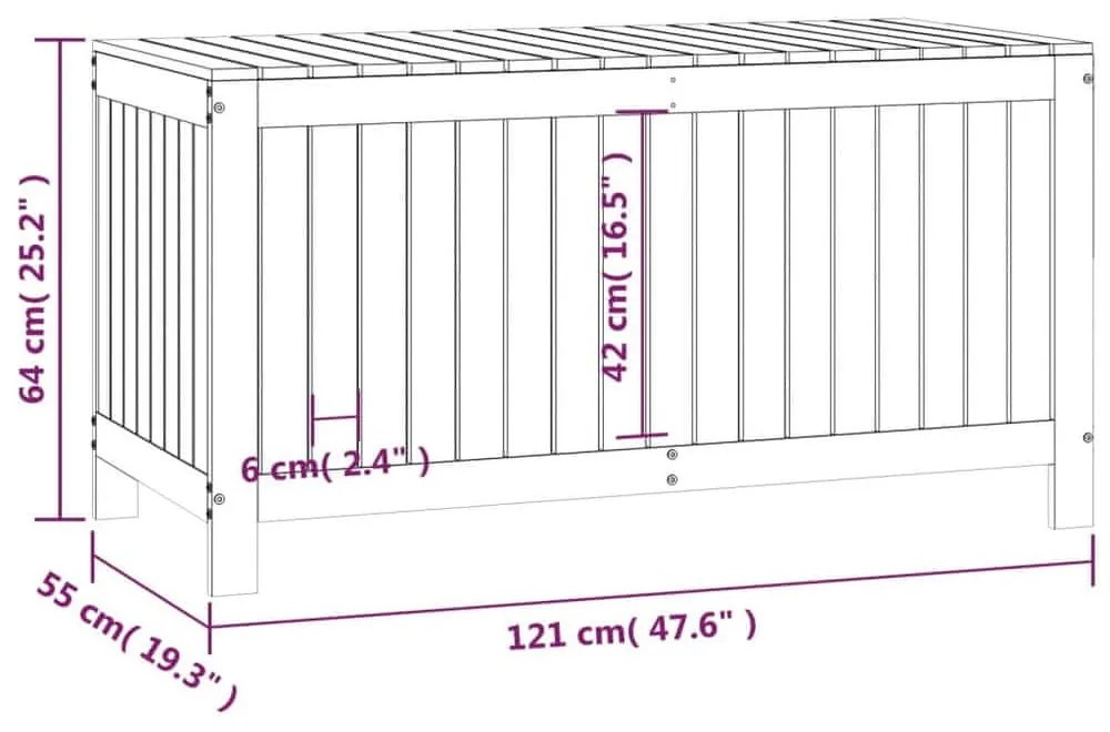 Petromila Zahradní úložný box černý 121 x 55 x 64 cm masivní borové dřevo