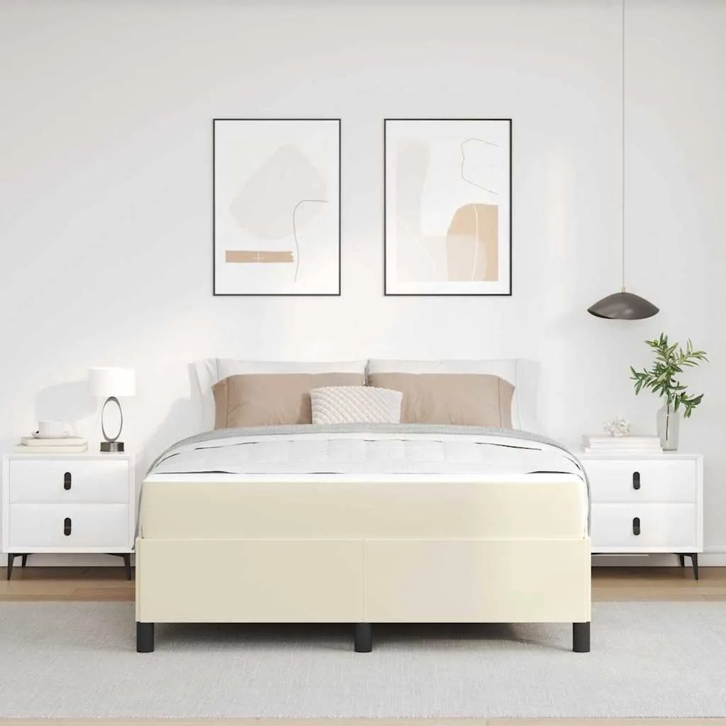 Rám postele s matrací Krémová 160 x 200 cm textil 3399011