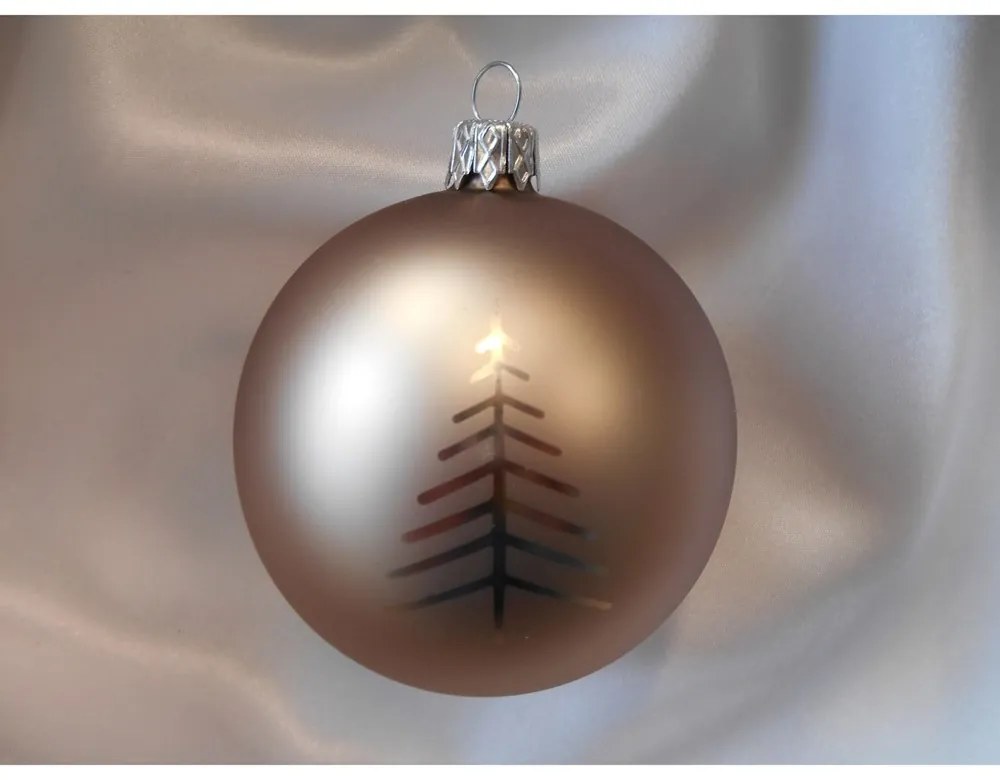 Vánoční koule 8 cm dekor vločka/stromek SET/6ks