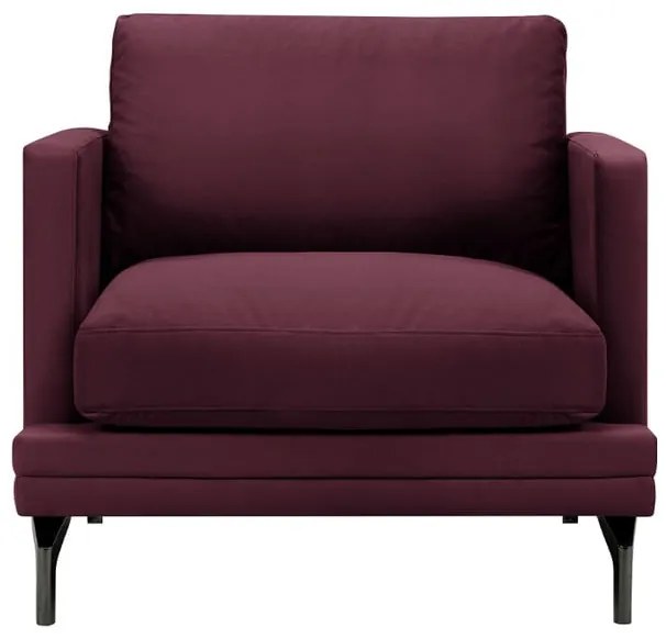 Bordeaux červené křeslo s podnožím v černé barvě Windsor & Co Sofas Jupiter