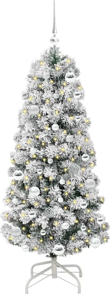 Umělý Skládací Vánoční Strom 150 LED Zelená a bílá 150 cm 3395591