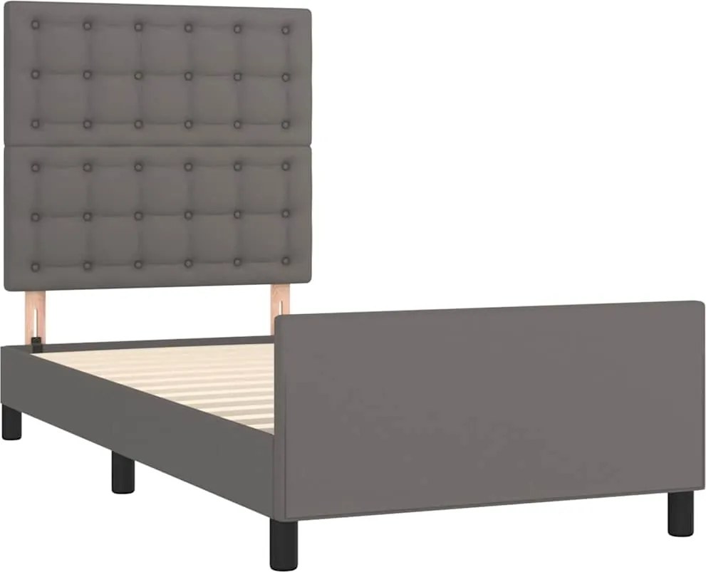 Rám postele s čelem šedý 90x200 cm umělá kůže 3125553