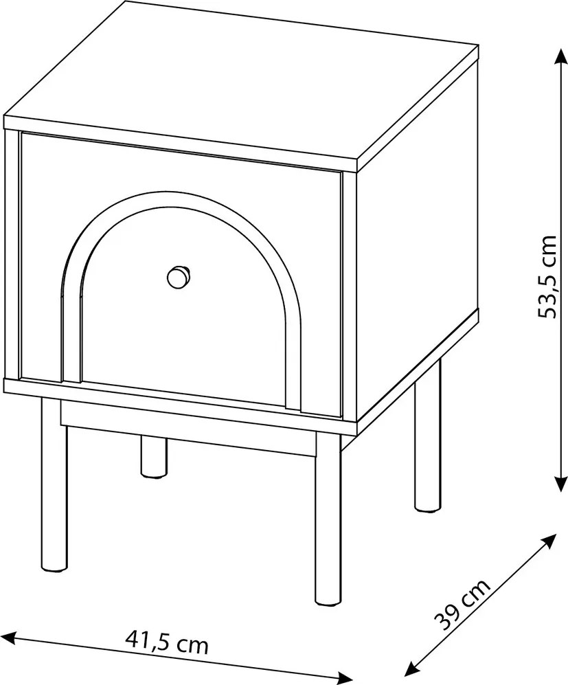 Noční stolek Mazoma 41 cm kašmír/zlatý