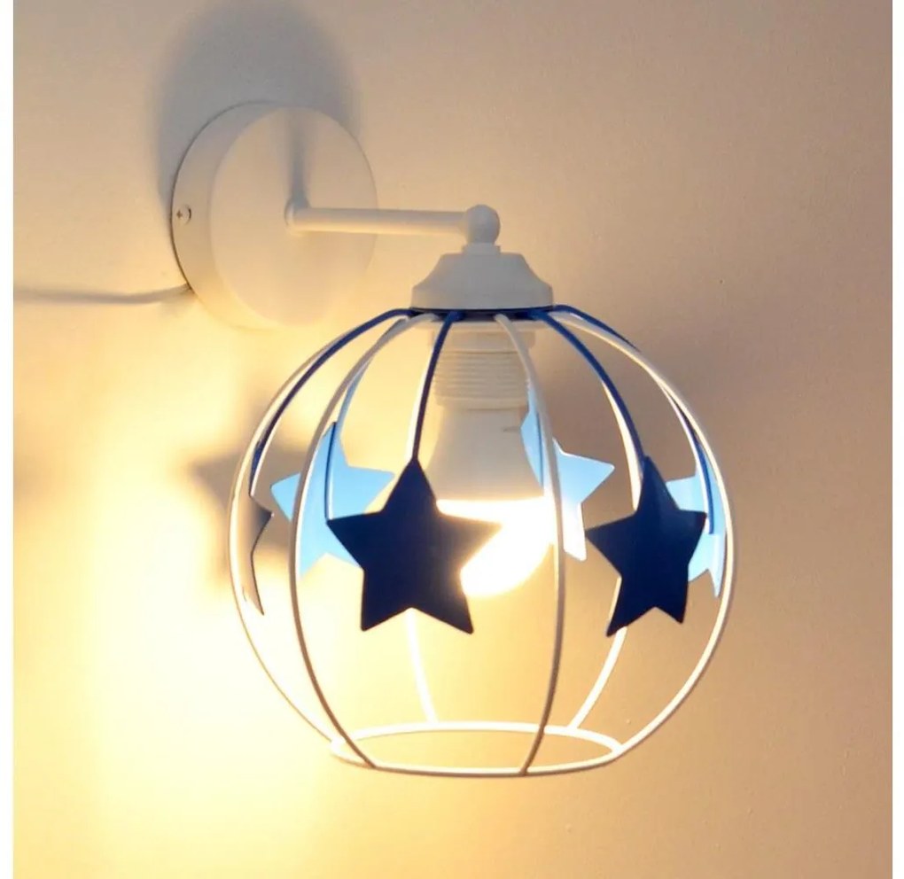 Dětská nástěnná lampa STARS 1xE27/15W/230V modrá/bílá