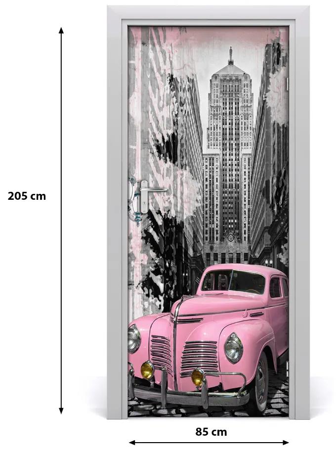 Fototapeta samolepící na dveře růžové auto 85x205 cm