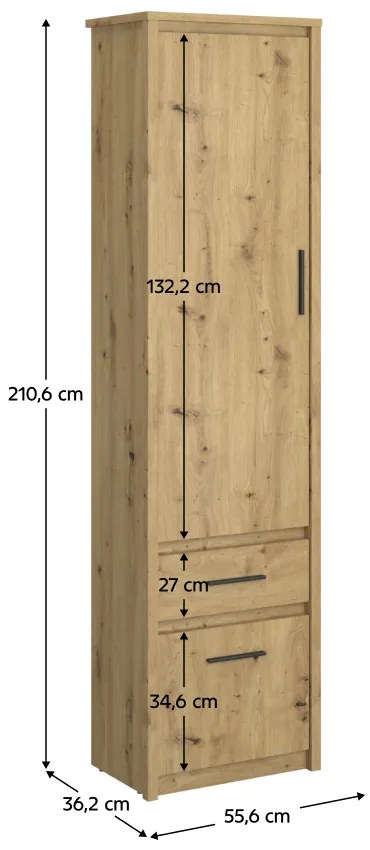 Kondela Regál 2D1S, dub artisan, AIRON