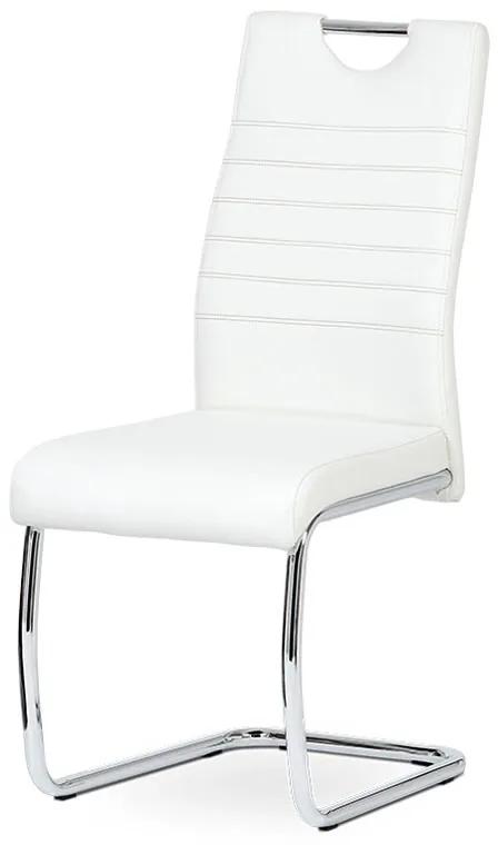 Jídelní židle PULA, koženka bílá/chrom