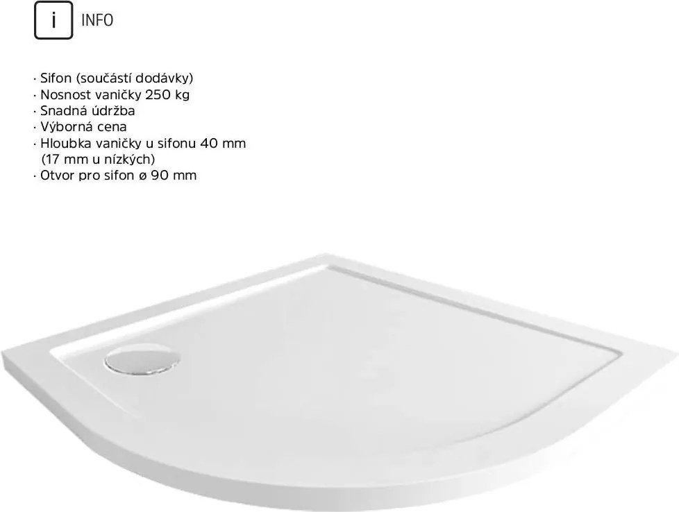 Mereo Mereo, Sprchový set z Kory Lite, čtvrtkruh, 90 cm, chrom ALU, sklo Grape a nízké SMC vaničky, CK35131ZN