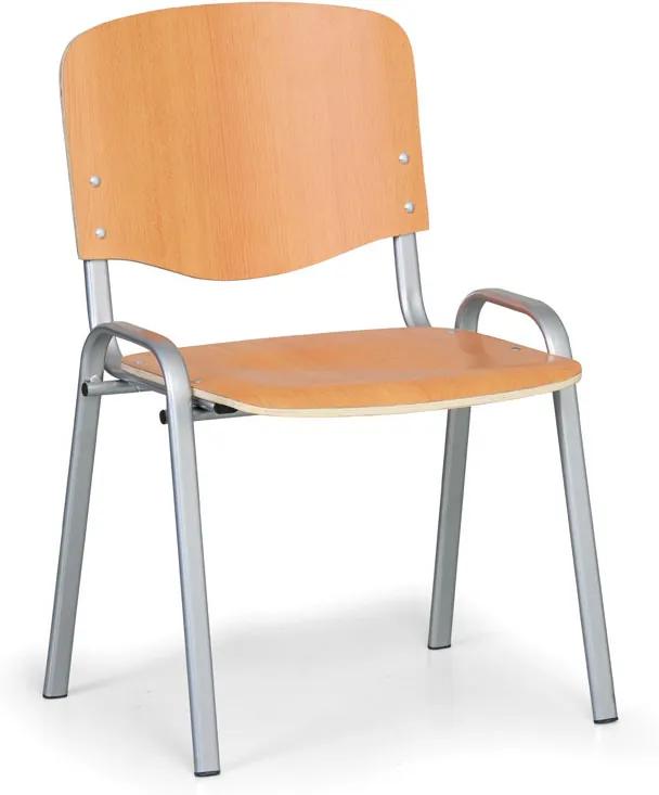 B2B Partner Dřevěná židle ISO, třešeň, konstrukce šedá, nosnost 120 kg