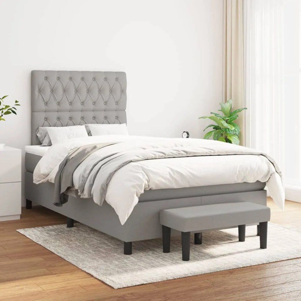 Box spring postel s matrací světle šedá 120 x 200 cm textil 3136821
