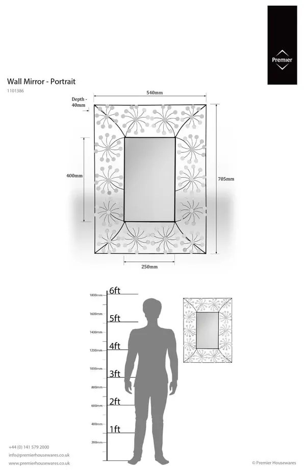 Nástěnné zrcadlo 56x70 cm Floret – Premier Housewares